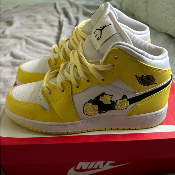 Jordan | Shoes | Jordan Mid Dynamic Yellow Floral | Poshmark